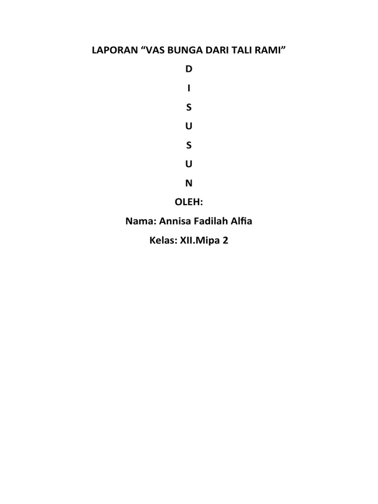 Laporan Kerajinan Vas Bunga Dari Tali Rami | PDF