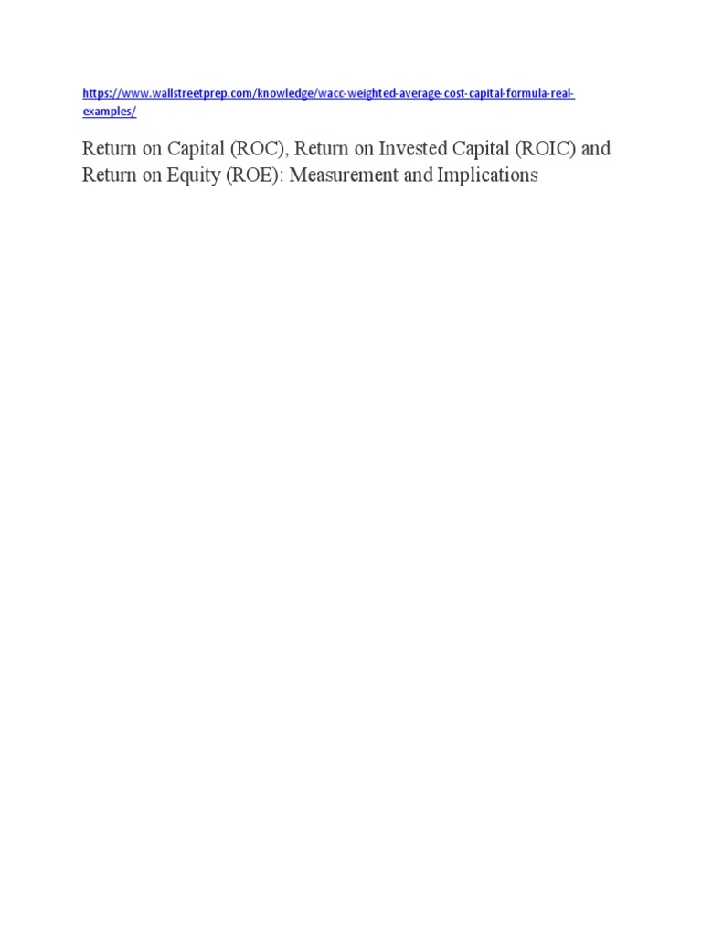 Understanding WACC and Capital Returns | PDF | Business | Technology ...