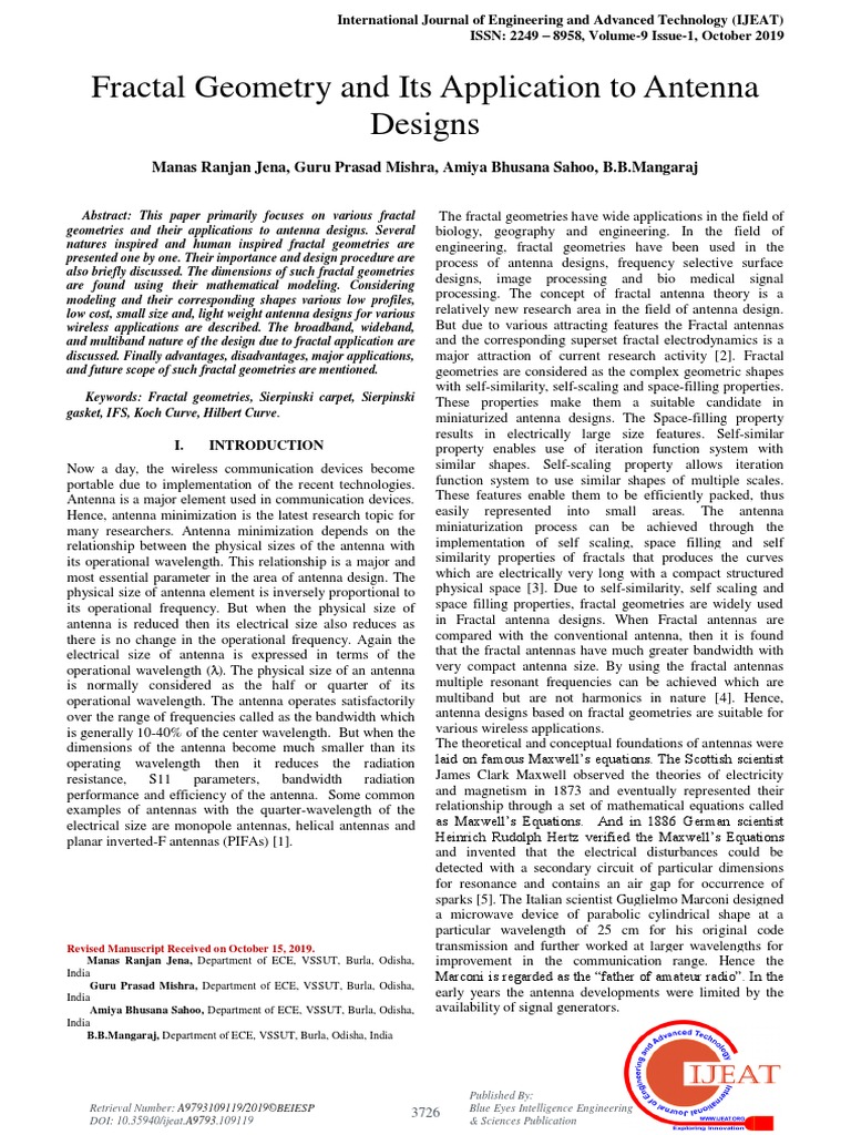 Fractal Geometry and Its Application To Antenna Designs | PDF | Fractal | Antenna (Radio)
