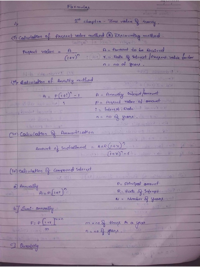 FM - ALL Chapters Formulas | PDF