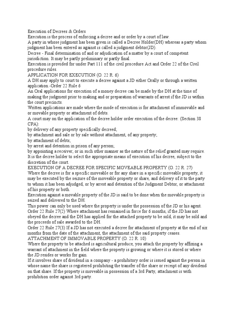 Execution of Decrees & Orders | PDF | Justice | Crime & Violence