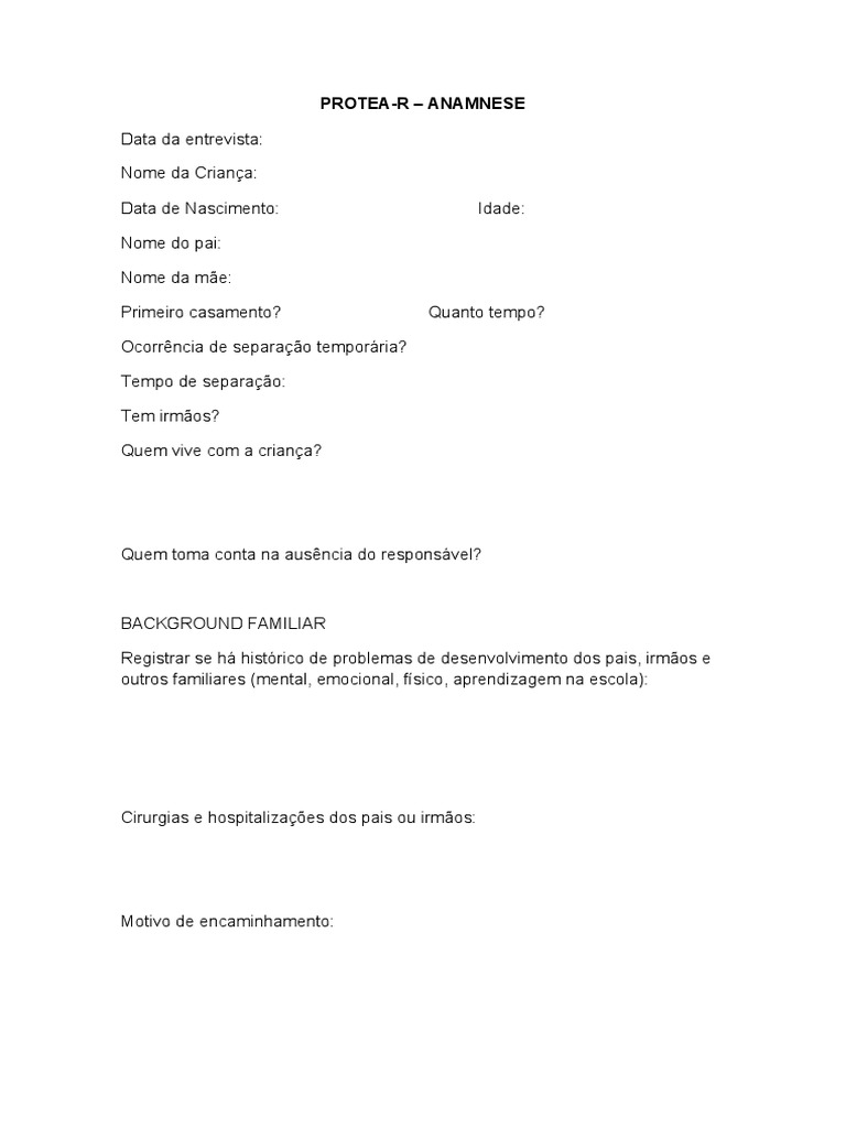 Anamnese Protea-R | PDF | Gravidez | Parto
