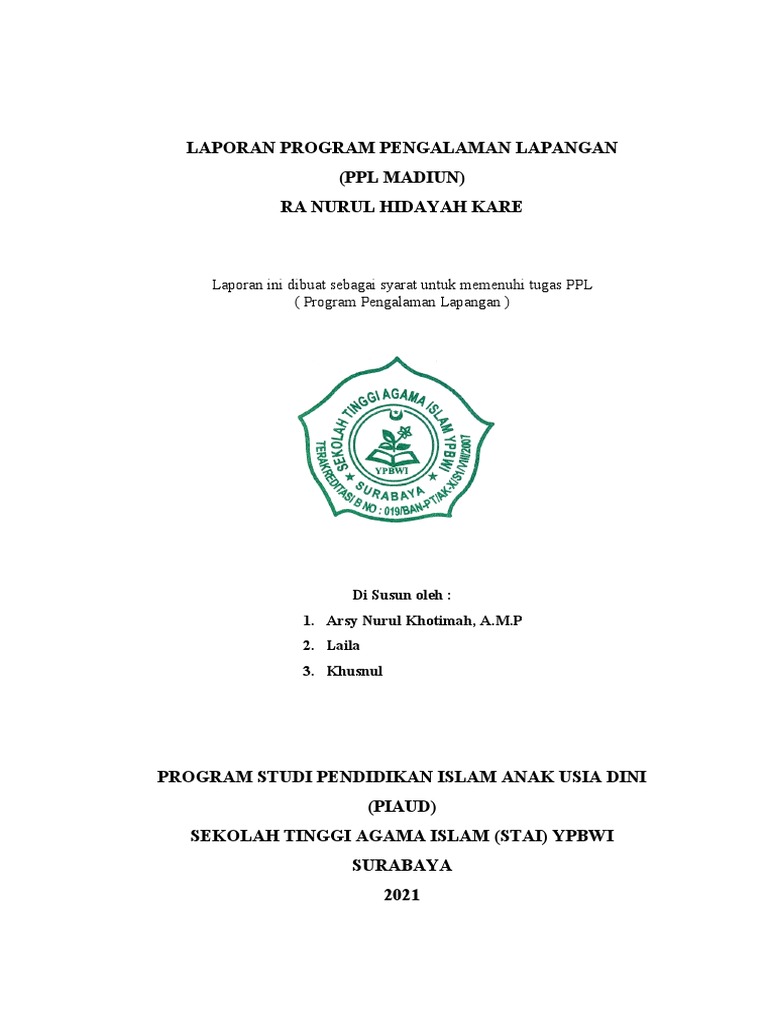 Contoh Cover Laporan PPL Mahasiswa | PDF
