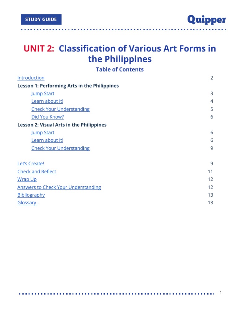 Unit 2 Classification of Various Art Forms in The Philippines | PDF | Paintings | Pitch (Music)