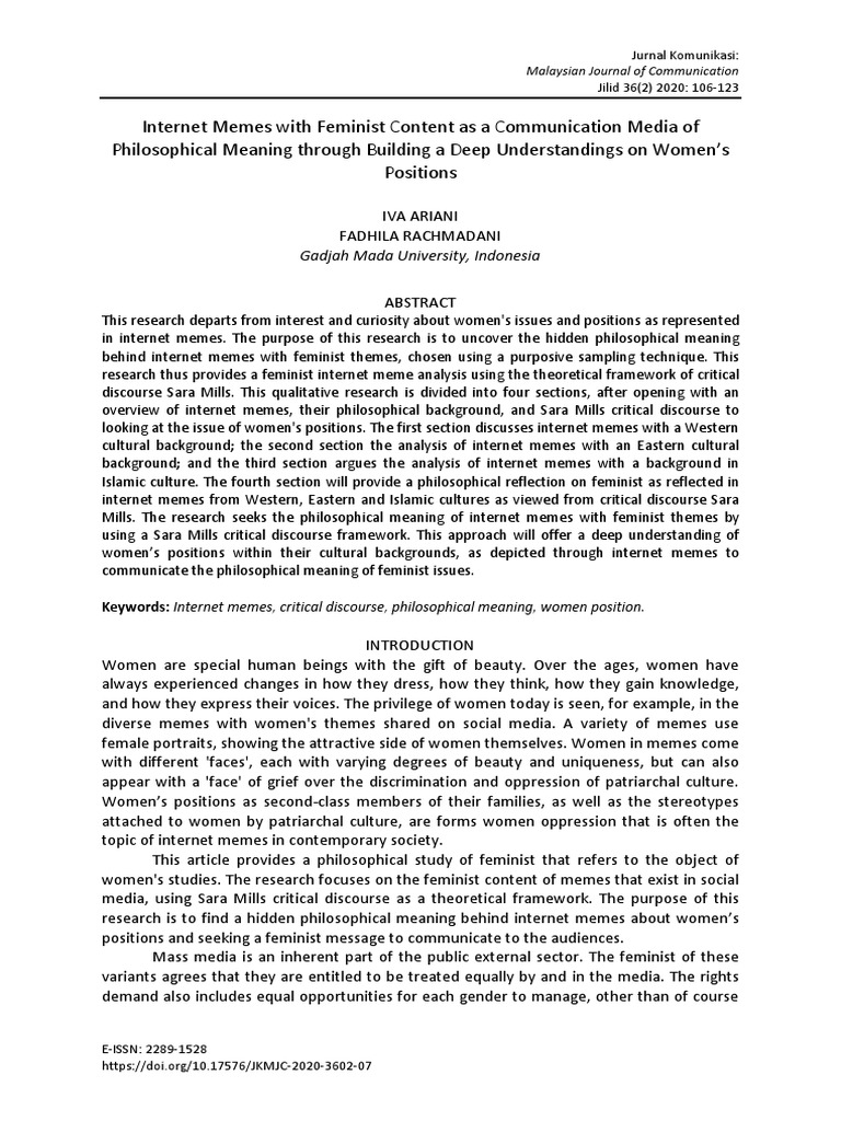 Feminist Themes in Internet Memes | PDF | Feminism | Gender Studies