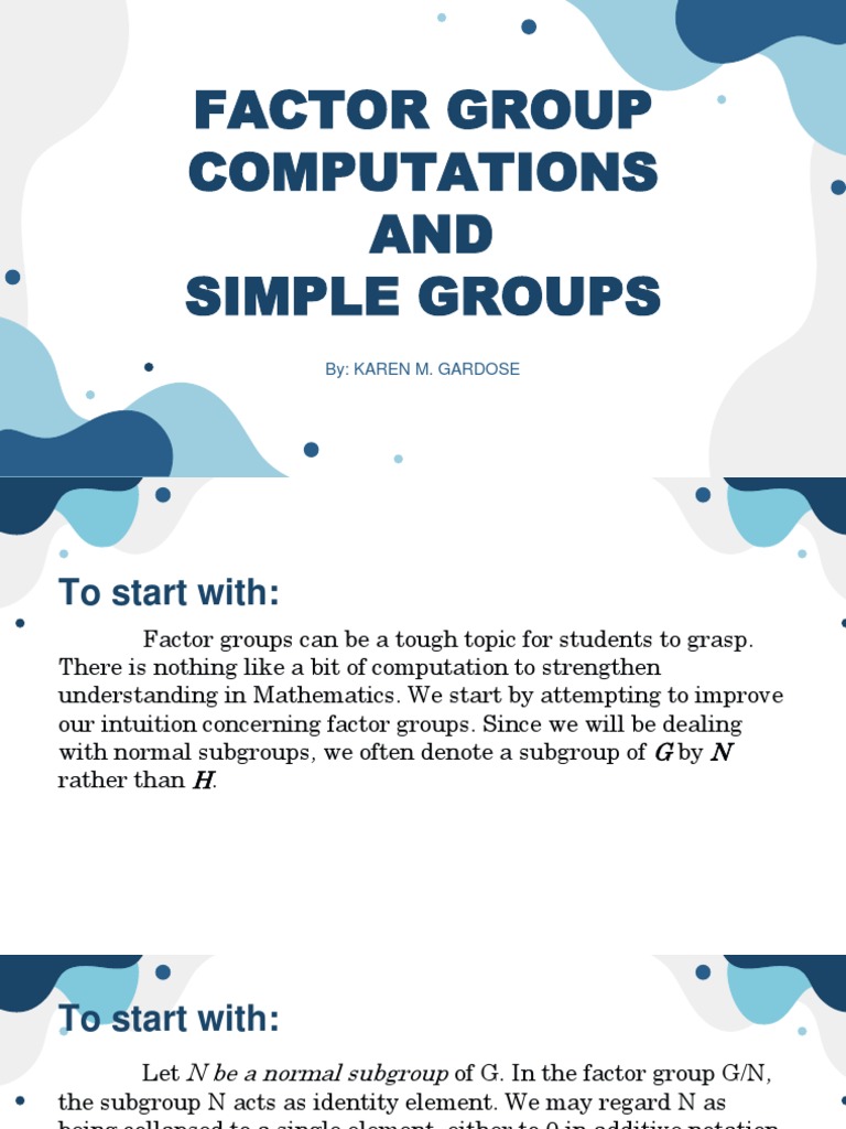 Factor Group Computations and Simple Groups | PDF | Group (Mathematics ...