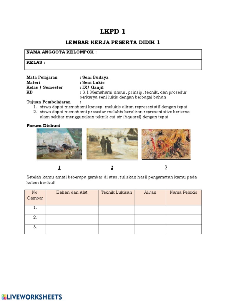 LKPD Seni Budaya Kelas 9 Sem 1 | PDF