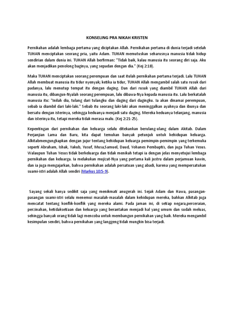Konseling Pra Nikah Kristen | PDF