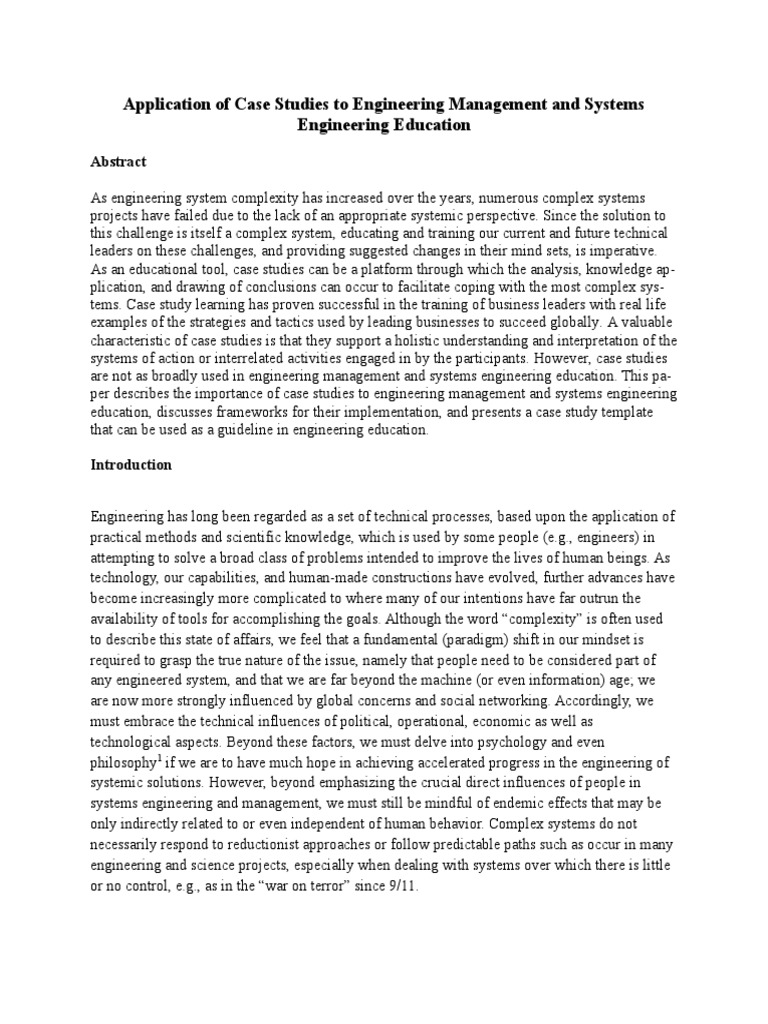 Case Studies in Engineering Education | PDF | System | Engineering