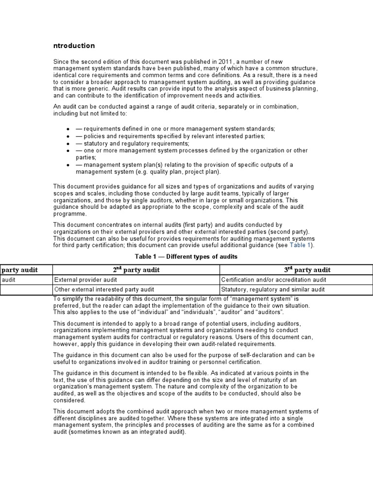 Ntroduction: Table 1 - Different Types of Audits | PDF | Audit ...