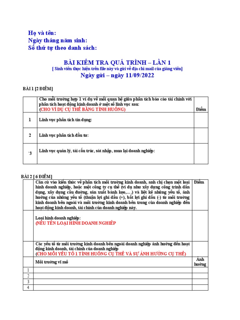 Đáp án các bài kiểm tra môn PTBCTC | PDF