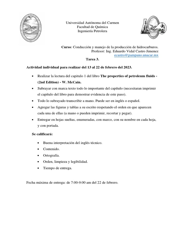 Tarea 3 - The Properties of Petroleum Fluids - (2nd Edition) - W ...