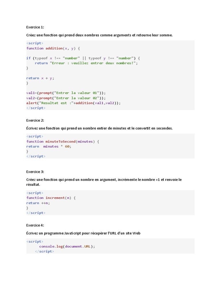 Exemples de fonctions JavaScript pratiques | PDF | JavaScript | Internet