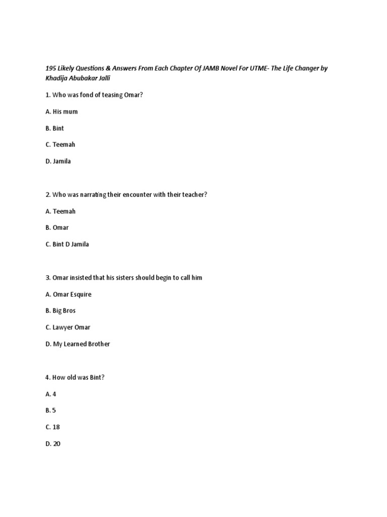 Life Changer Questions | PDF