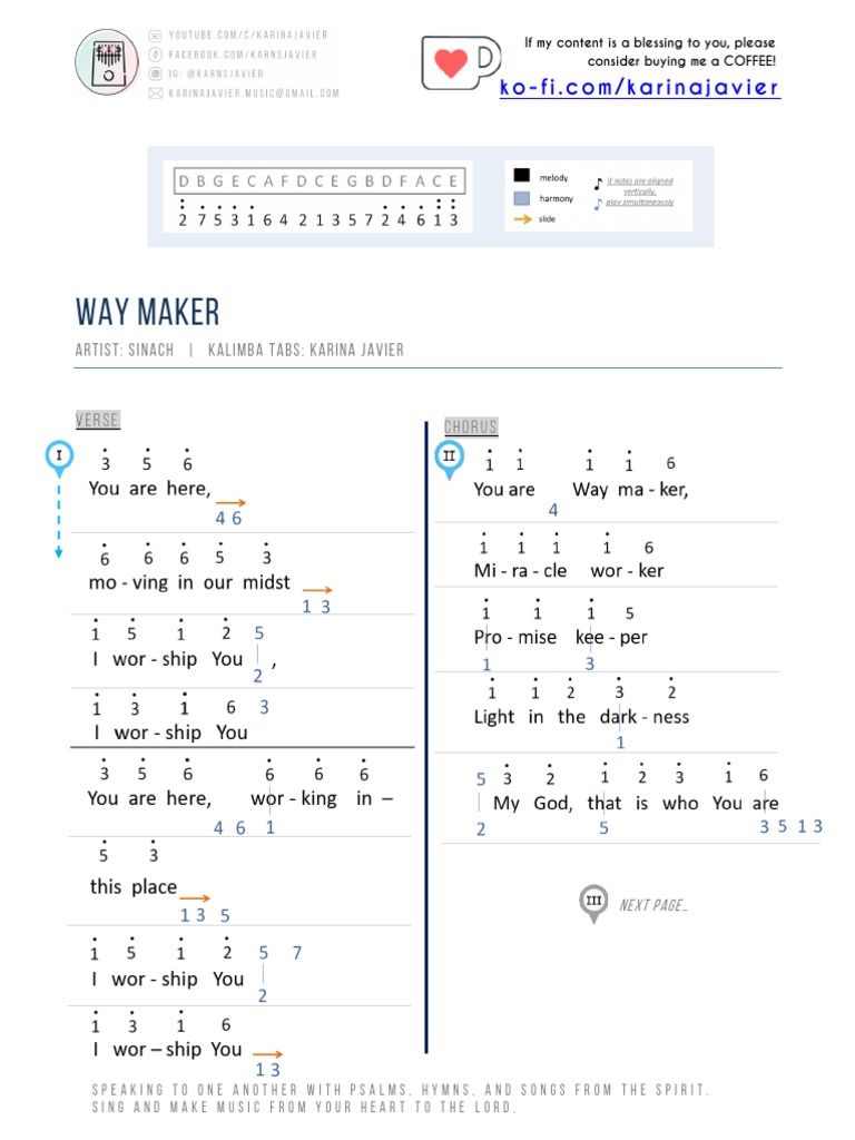 Way Maker - Kalimba Tabs | PDF