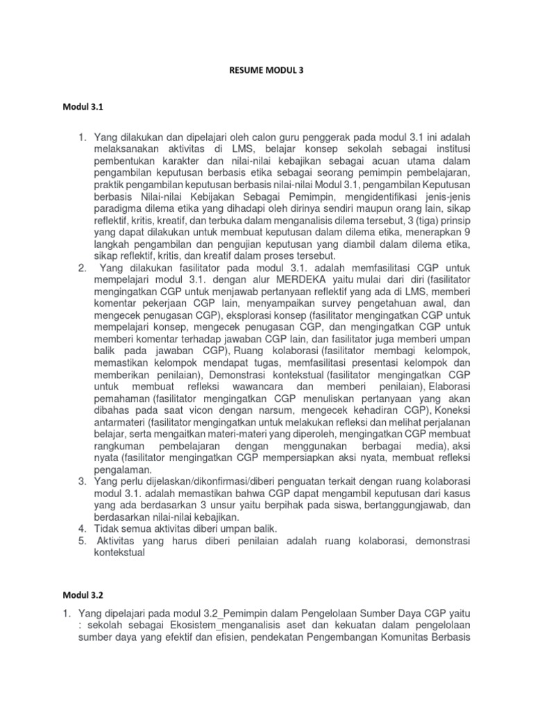 Resume Modul 3 Guru Penggerak | PDF | Karier & Perkembangan | Seni