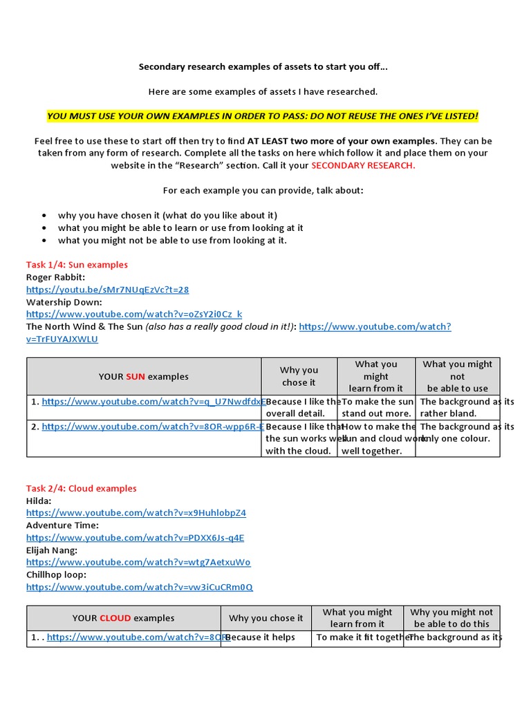 Secondary Research Worksheet | PDF
