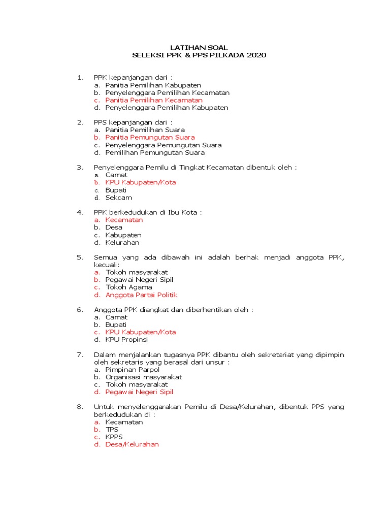 Soal PPK & Pps 2020 | PDF