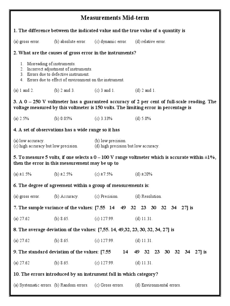 Understanding Measurement Errors and Precision in Instrumentation | PDF | Accuracy And Precision ...