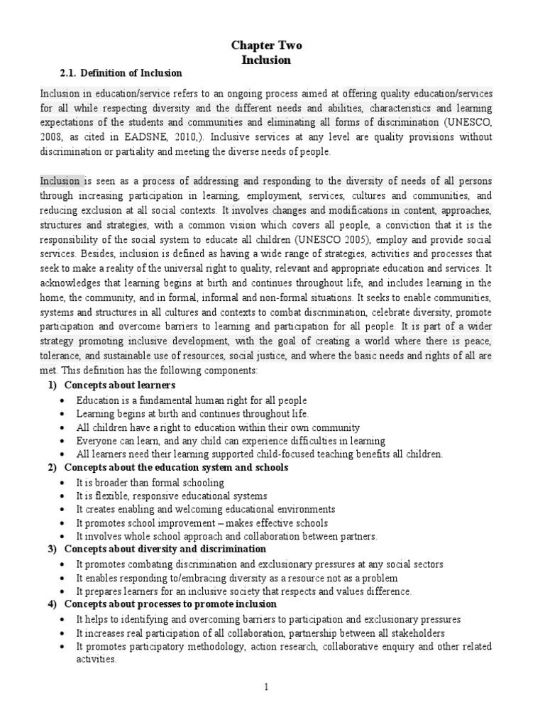 Chapter 2 - Incl. | PDF | Inclusion (Education) | Recruitment