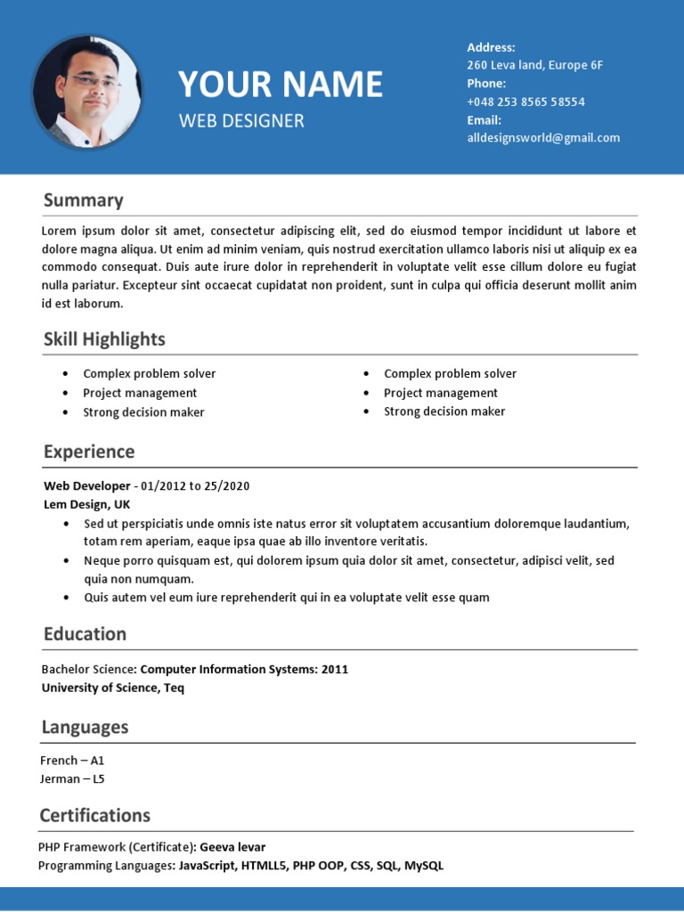 Resume CV Format Download-12a | PDF | Business | Computers