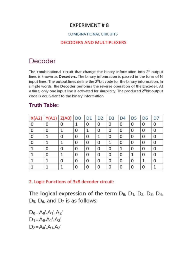 Exp 8 Decoder | Download Free PDF | Computing | Mathematical Logic