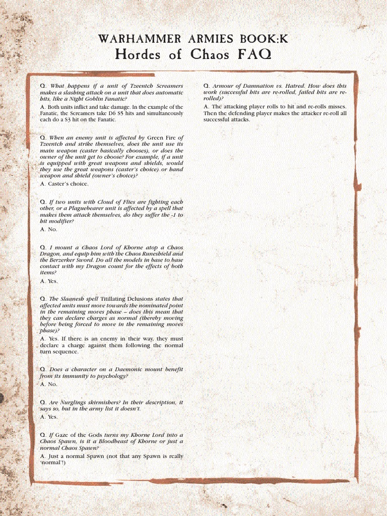 Warhammer Chaos FAQ Guide | PDF | Language Arts & Discipline
