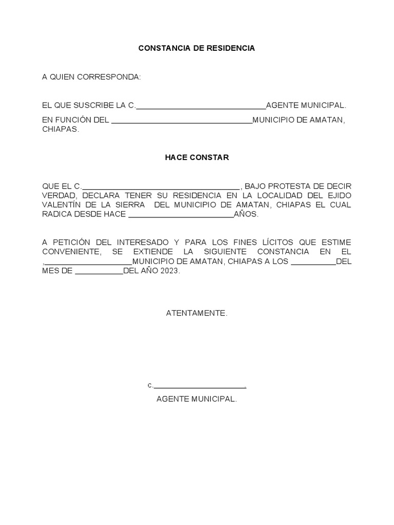 Constancia de Residencia | PDF