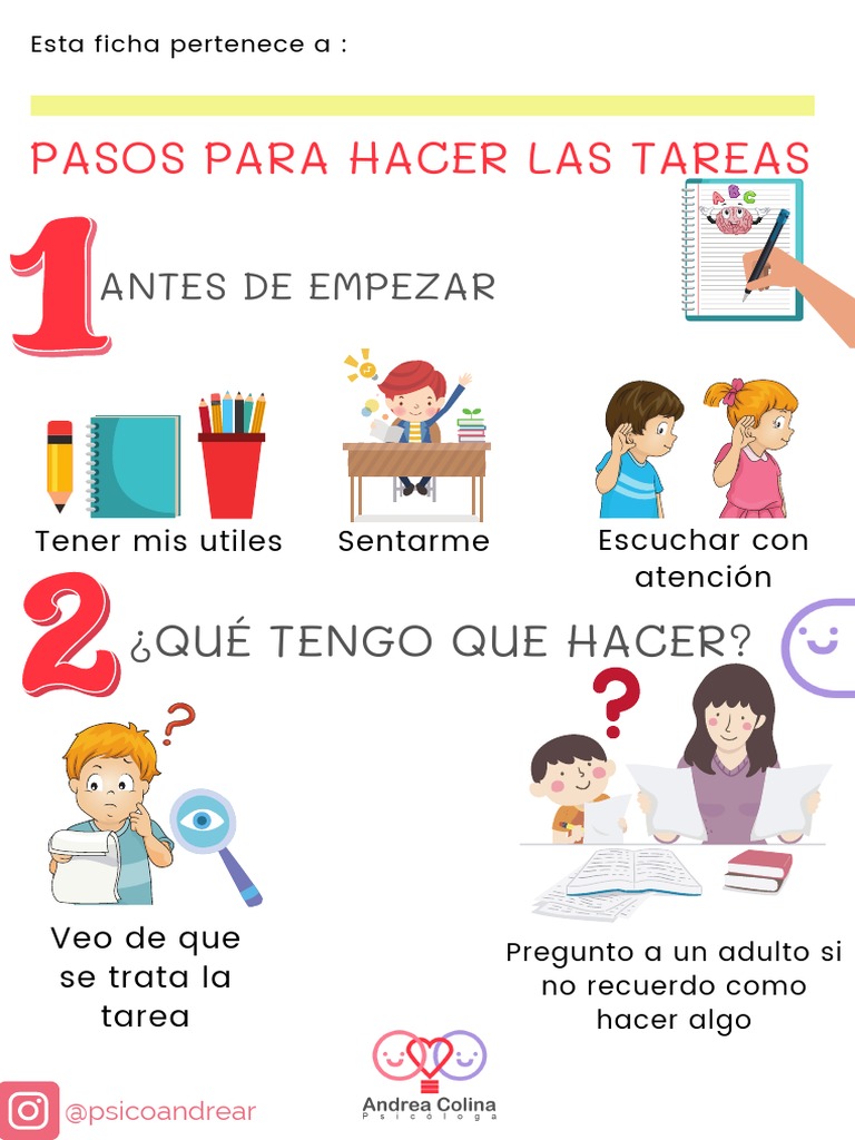 Autoinstrucciones Pasos para Hacer Las Tareas | PDF