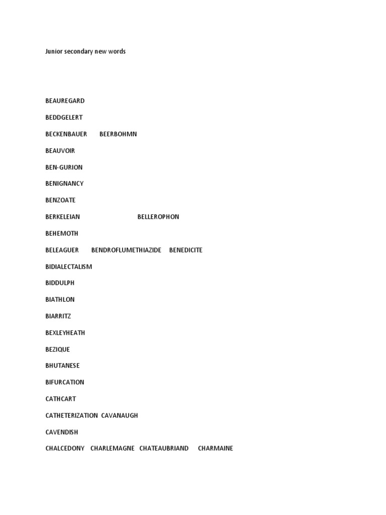Junior secondary new words list | PDF