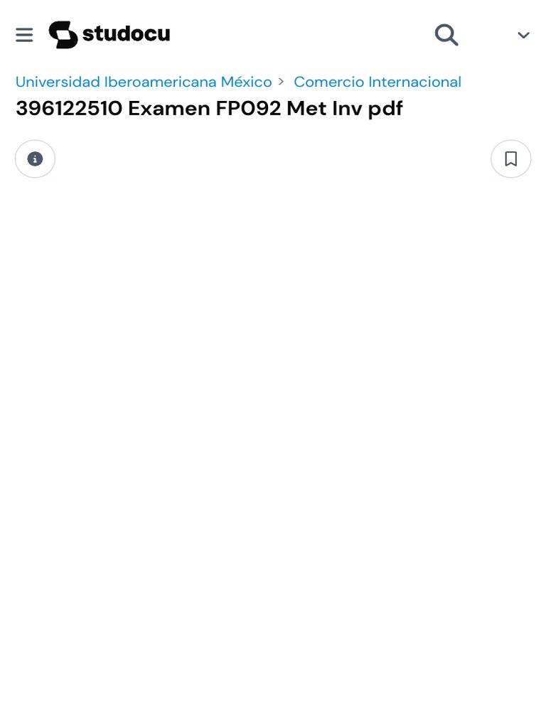 Examen FP092 Met Inv PDF - Evaluación FP092 Metodología de La Investigación Científica - Studocu ...