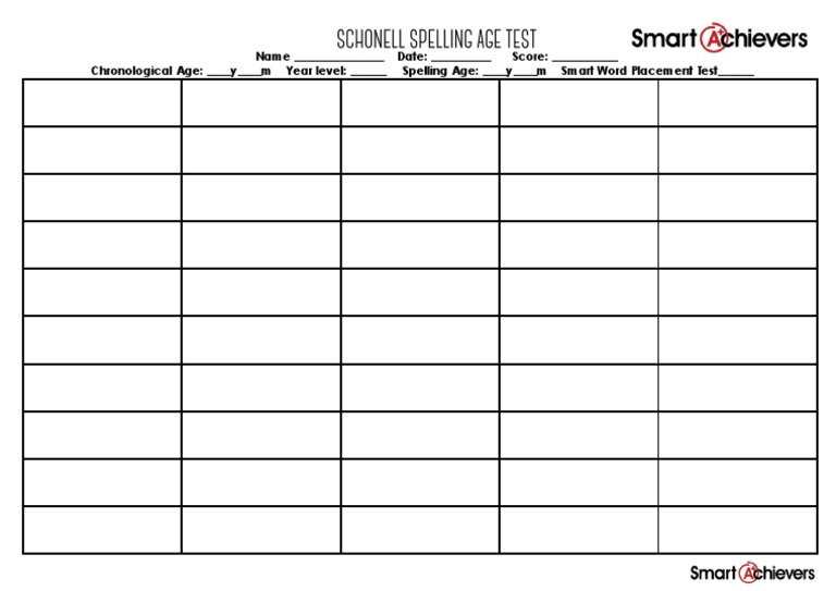 Schonell Student Test Sheet | PDF
