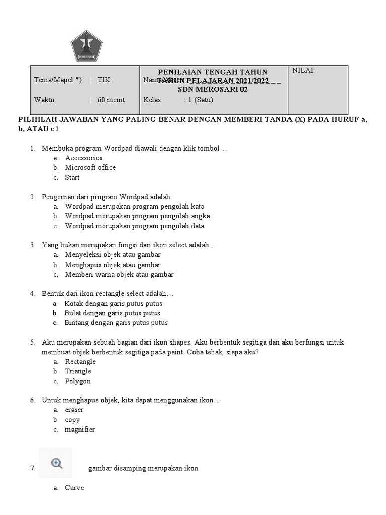 PTS Kelas 1 | PDF | Metode & Bahan Ajar | Seni