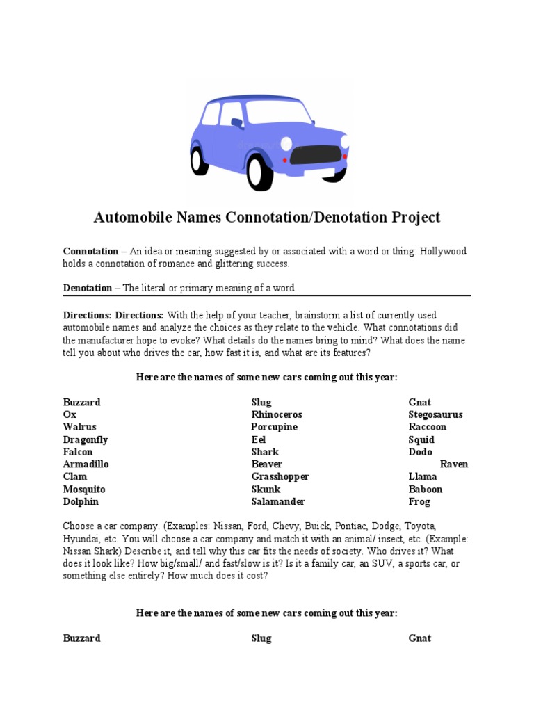 Automobile Names Connotation | PDF | Car | Motor Vehicle
