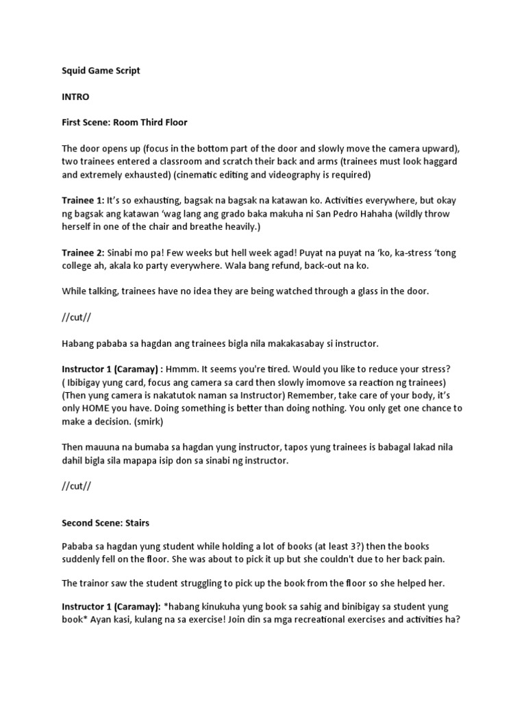 Squid Game Script | PDF | Physical Fitness