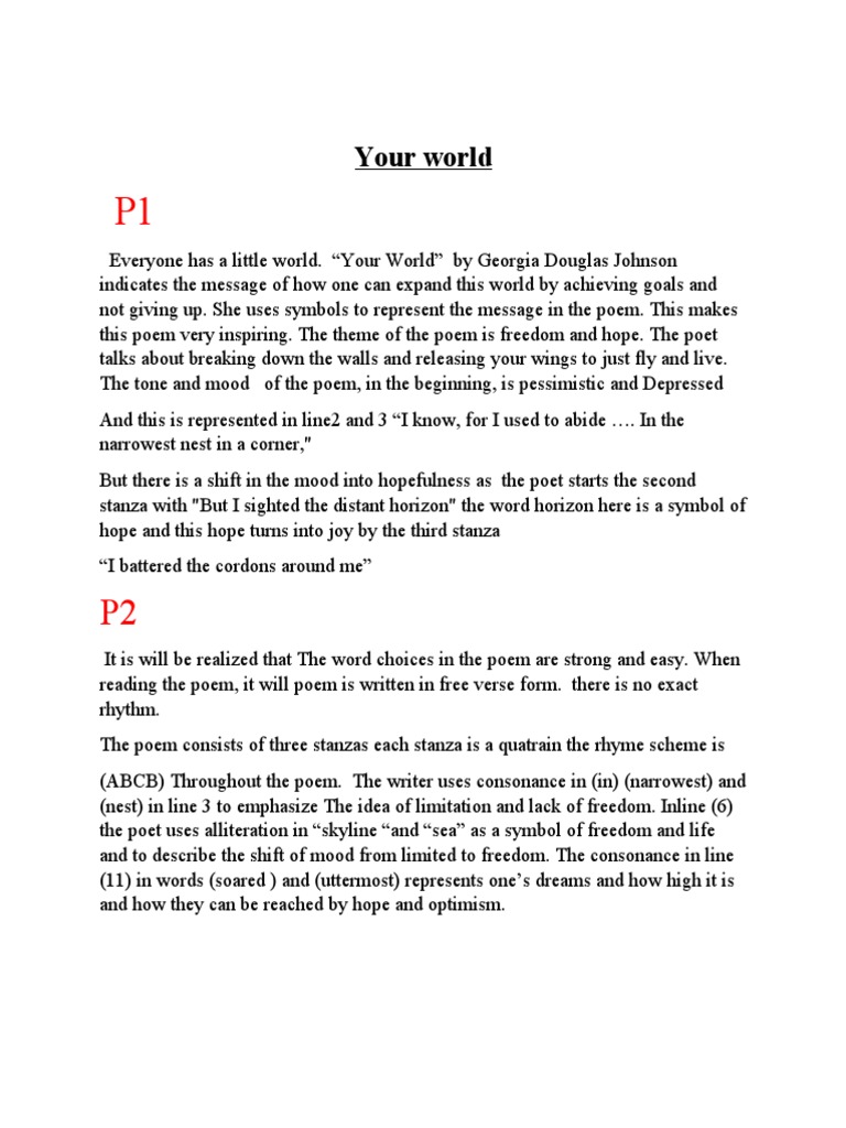 Your World Poem Analysis | PDF