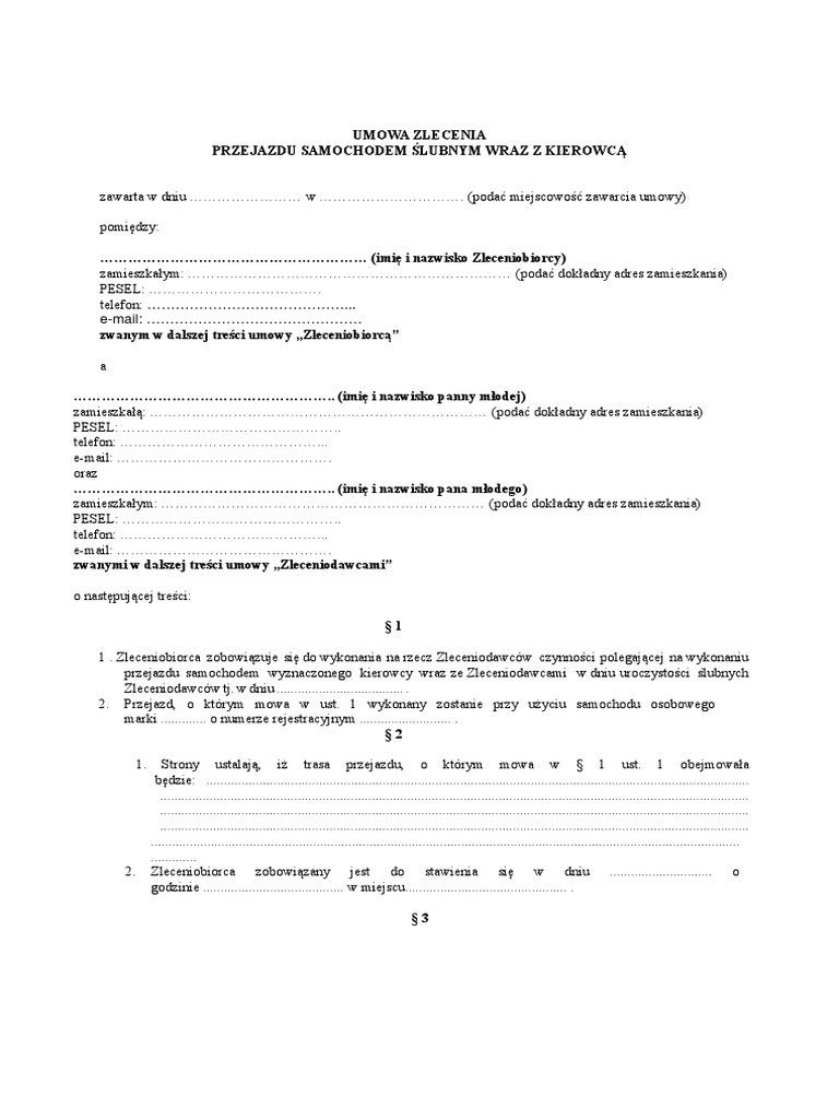 Umowa Wynajmu Samochodu 2 | PDF