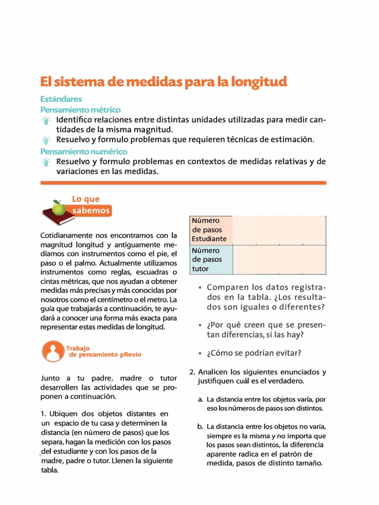 Guía 12 Sistema de Medidas para La Longitud | PDF | Sistema ...