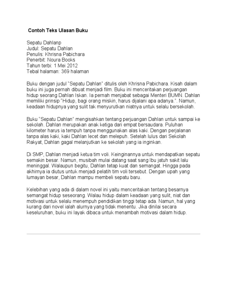 Contoh Teks Ulasan Buku | PDF