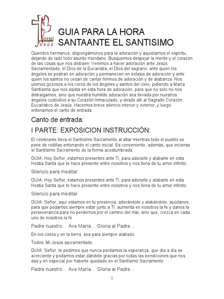 Guía para la Hora Santa ante el Santísimo | PDF | eucaristía | María ...