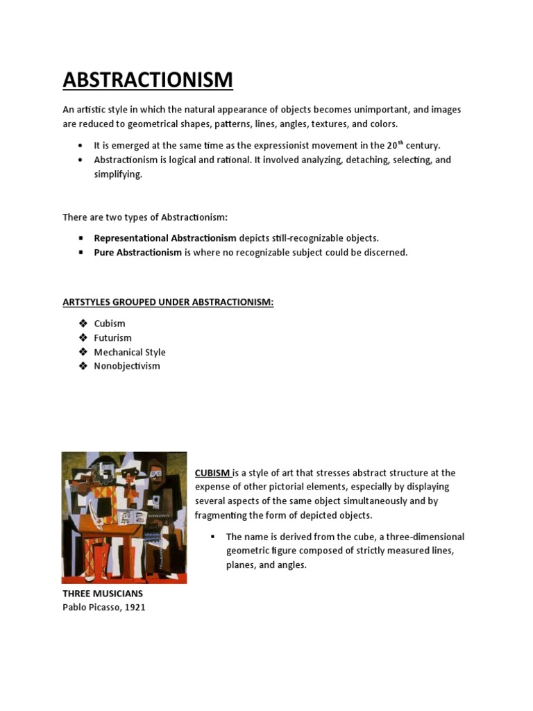 Types of Abstractionism in Art | PDF | Abstract Art | Cubism