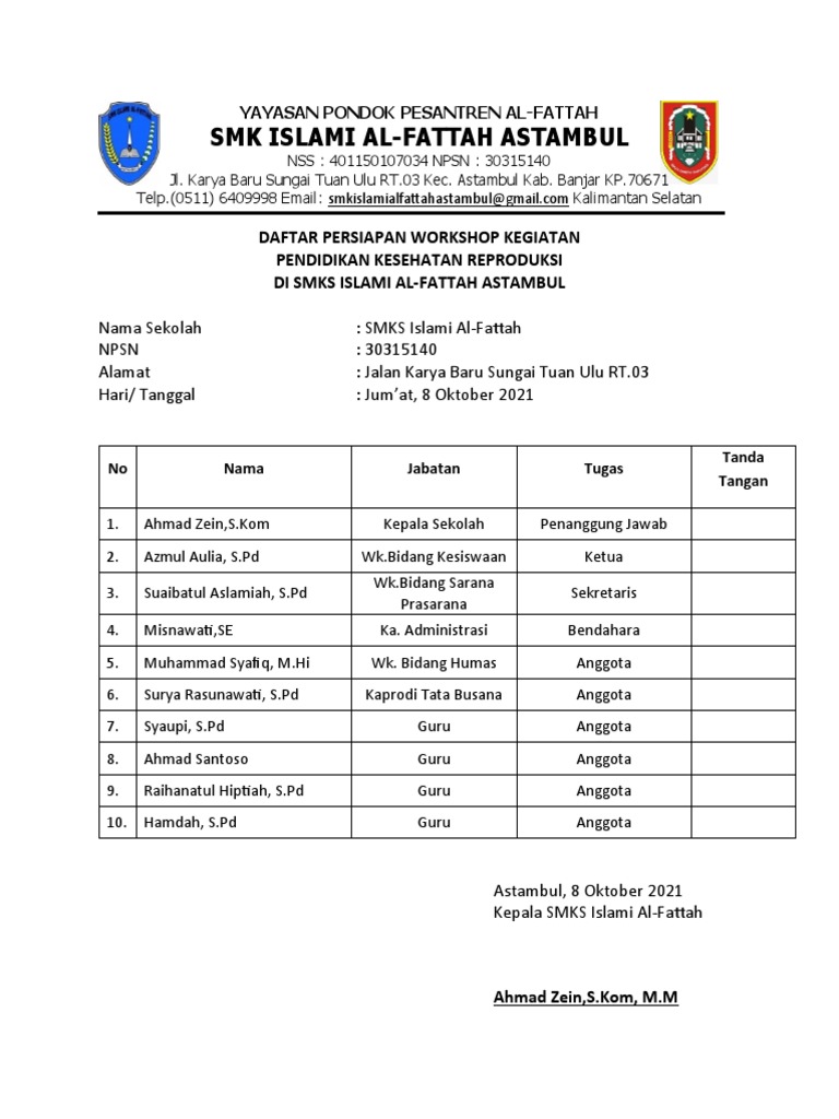 Daftar Persiapan Workshop Kegiatan | PDF