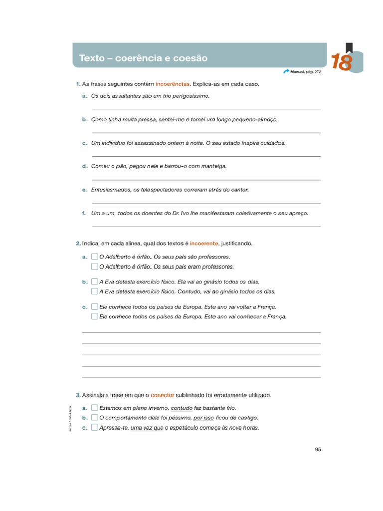 Conectores Do Discurso Exercícios Caderno Atividades | PDF