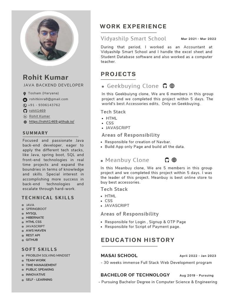 Java Backend Developer Work Experience and Projects | PDF | Java Script | Information Technology