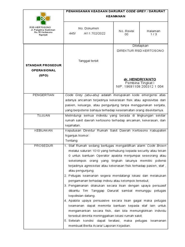 Sop-2 Penanganan Code Grey | PDF