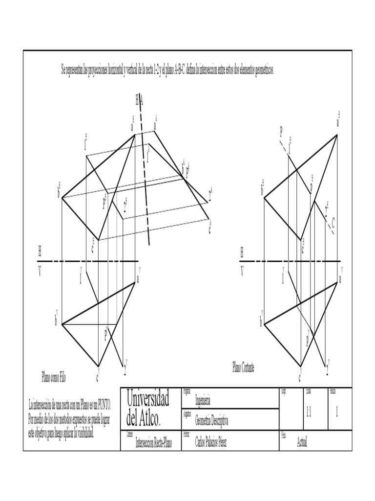 Interseccion Recta-Plano-Model | PDF | Geometría | Matemáticas