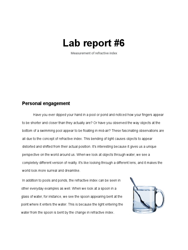 Lab Report #6 | PDF | Refraction | Refractive Index