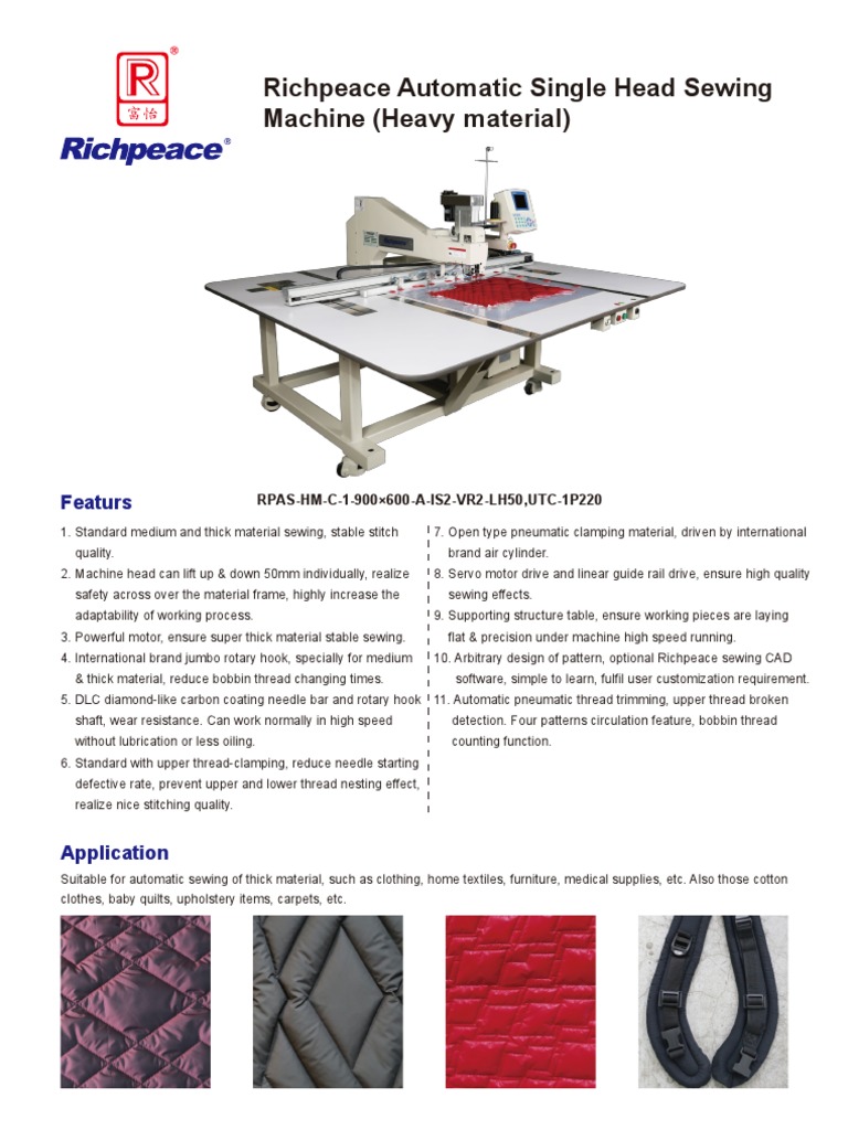 Richpeace Automatic Single Head Sewing | PDF | Sewing | Sewing Machine