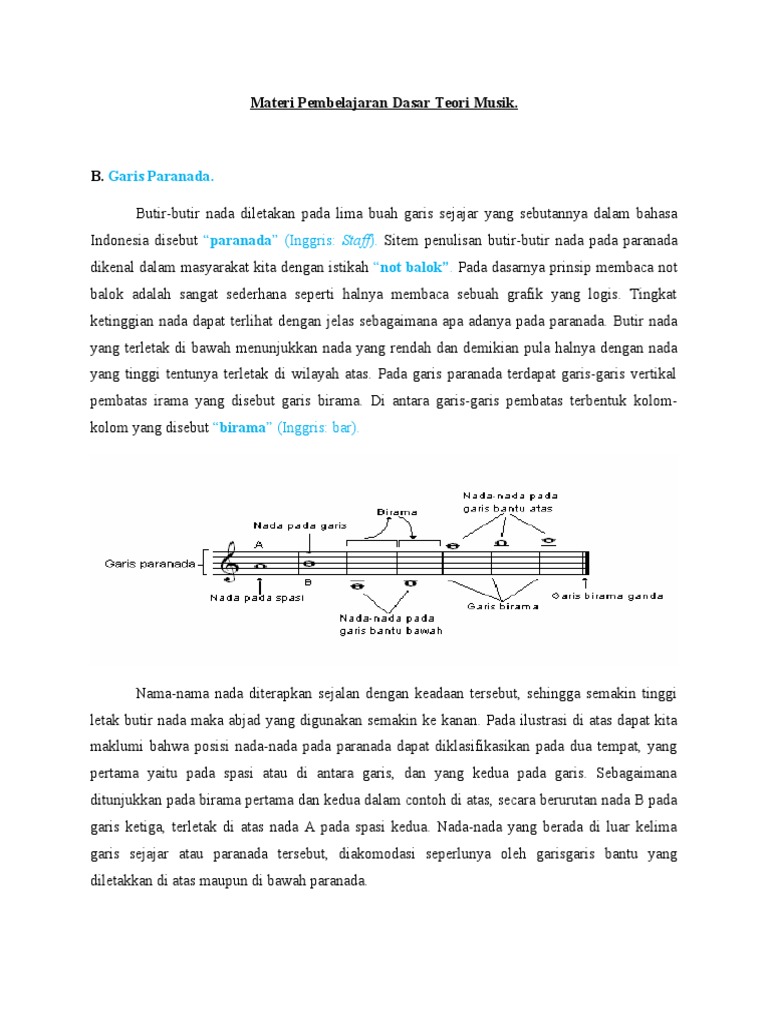 Materi Pembelajaran Teori Dasar Musik | PDF