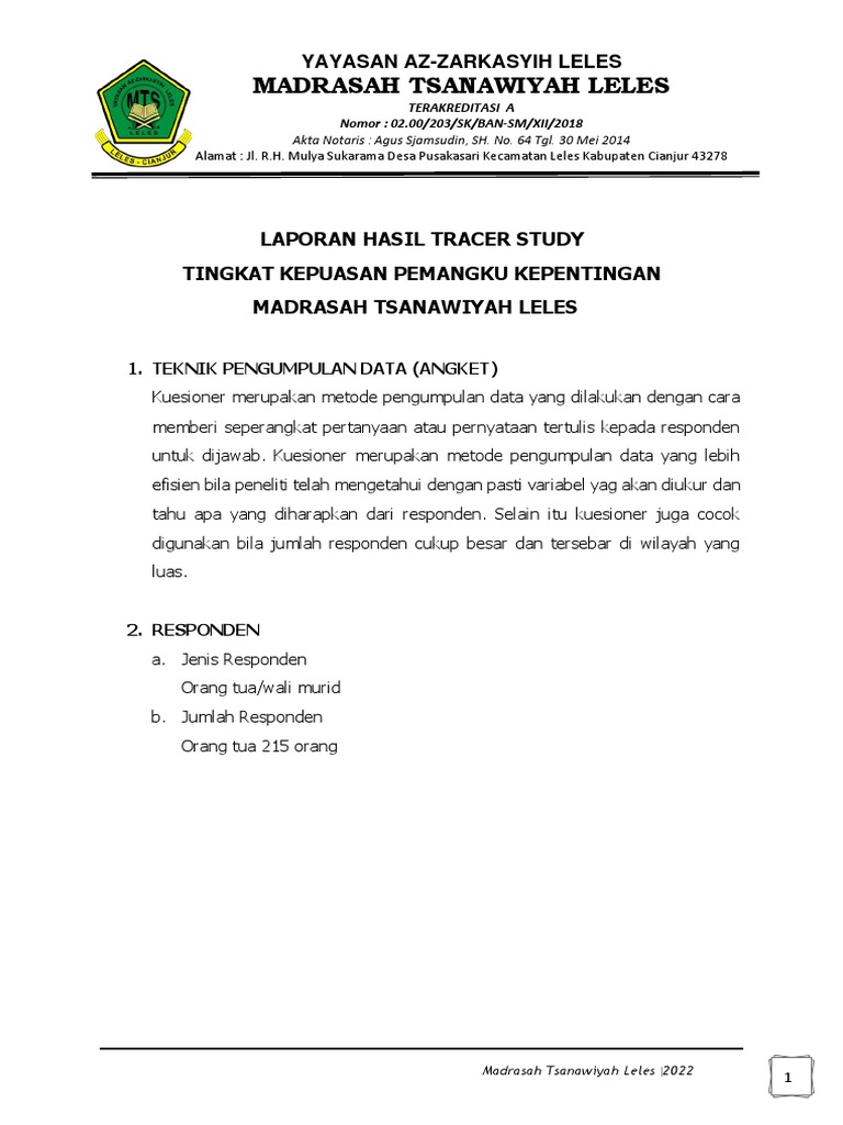 LAPORAN HASIL TRACER STUDY TINGKAT KEPUASAN PEMANGKU KEPENTINGAN ...